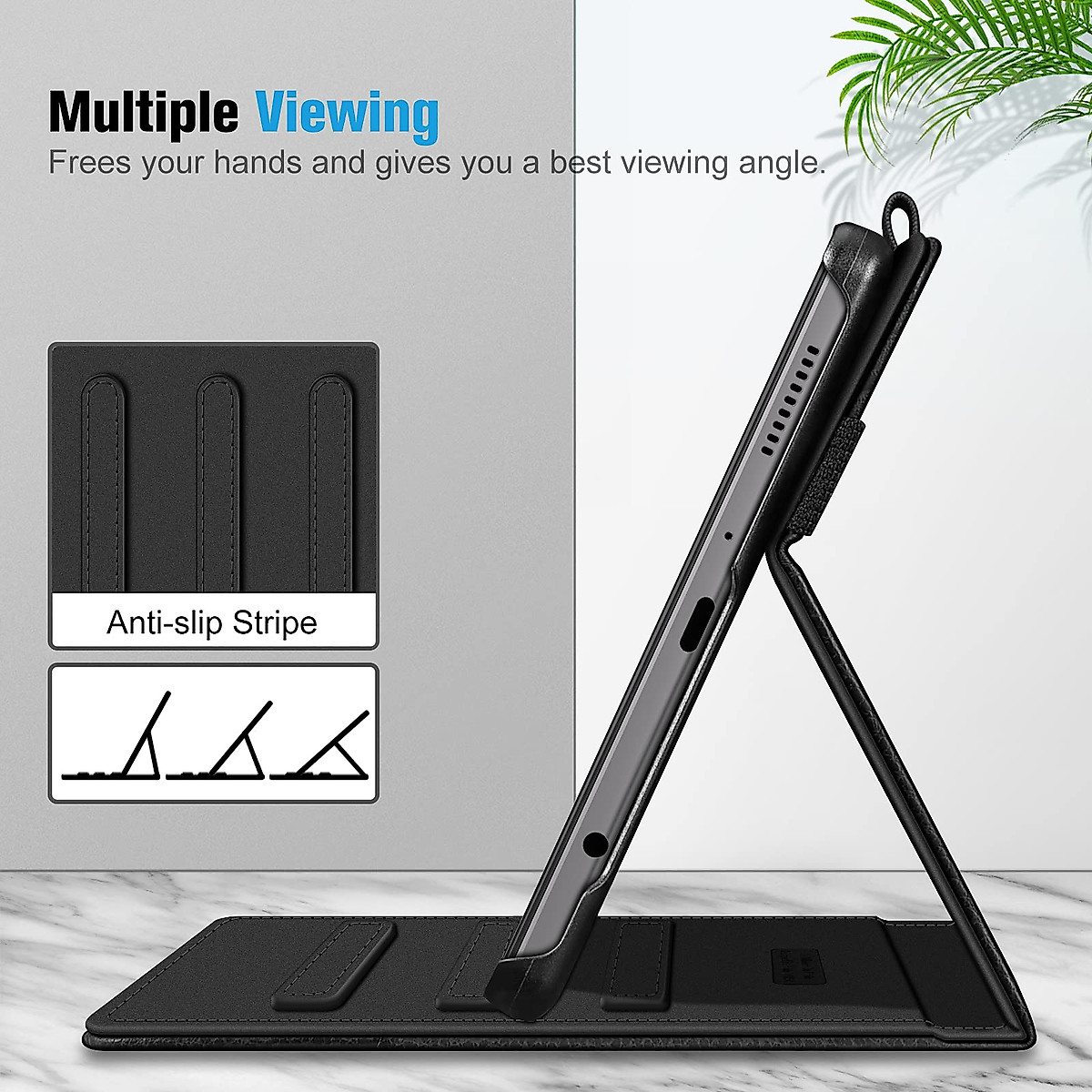 Fintie Case for Samsung Galaxy Tab A7 Lite 8.7 Inch 2021 Model (SM-T220/T225/T227), Multi-Angle Viewing Smart Stand Back Cover with Pocket, Black