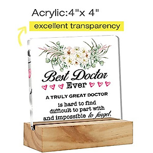 Doctor Appreciation Gifts a Truly Great Doctor is Hard to Find Desk Decor Best Doctor Ever Acrylic Desk Plaque Sign with Wood Stand Home Office Desk Sign Keepsake
