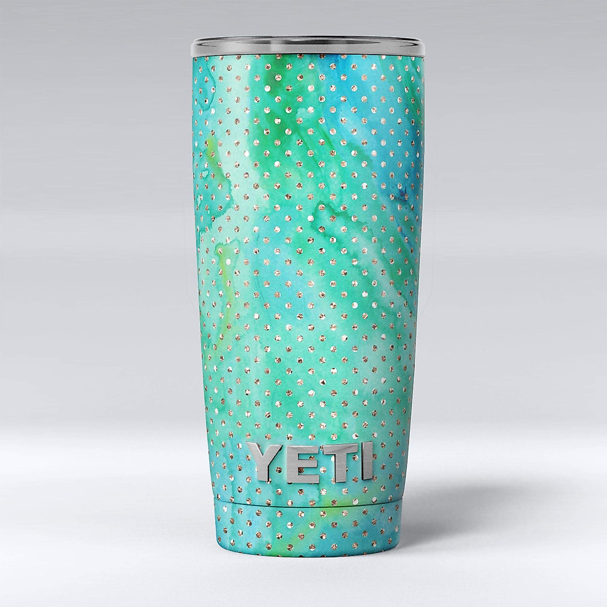 Design Skinz Green and Gold Watercolor Polka Dots - Skin Decal Vinyl Wrap Kit Compatible with The Yeti Rambler Cooler Tumbler Cups
