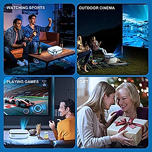 Mini Projector, 2022-Upgraded Portable Projector, Video Projectors for Wall & Ceiling, FunFlix Movie Projector Wall Projector Compatible with HD 1080P HDMI,USB,AV, PC/TV Box/Game Console