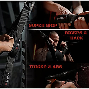 Hustle Athletics Tricep Rope Cable Attachments for Gym Use - Perfect Gym Equipment for Home/Gym Accessories - Multi Workout Rope Cable Machine Attachment -Best Gym Rope Grip with 4 Anti-Slip Handles