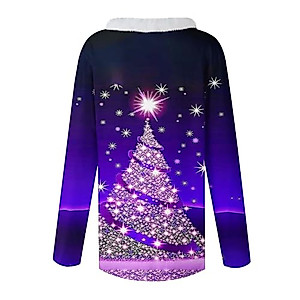 SKDOGDT Womens Christmas Shirts Winter Warm Xmas Tree Graphic Long Sleeve Holiday Tops Dressy Casual V Neck Sweatshirts Tops