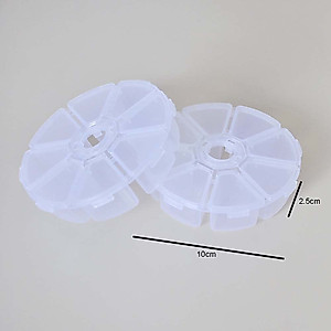 lasenersm 2 Packs Diamond-Paint-Art Storage Box 8 Grids Diamond-Paint-Art Container Plastic Round Bead Storage Containers Jewelry Organizer Storage Container Nail Art Storage Case, Transparent