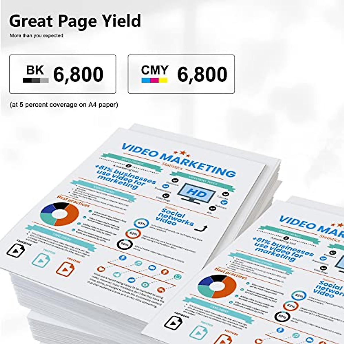 5PK TN436 Toner Cartridge Set (2Black 1Cyan 1Magenta 1Yellow) Super High Yield TN436 VASERIK Compatible Replacement for Brother TN436 Set HL-L8260CDW L8360CDWT L9310CDWT MFC-L8610CDW Printer Ink