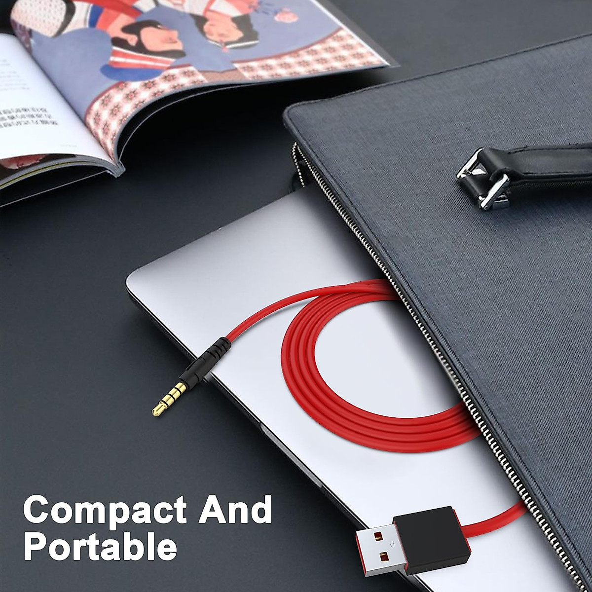 Alitutumao USB 3.5mm Cable Wire Solo Wireless Headphones Wireless Charger Cord Compatible with Beats by Dr Dre Solo Studio Wireless Headphones (Red)