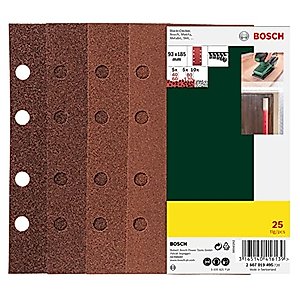 Bosch 25 Sanding Sheet Set for Orbital Sanders, 40-120 Grit, 93x185mm