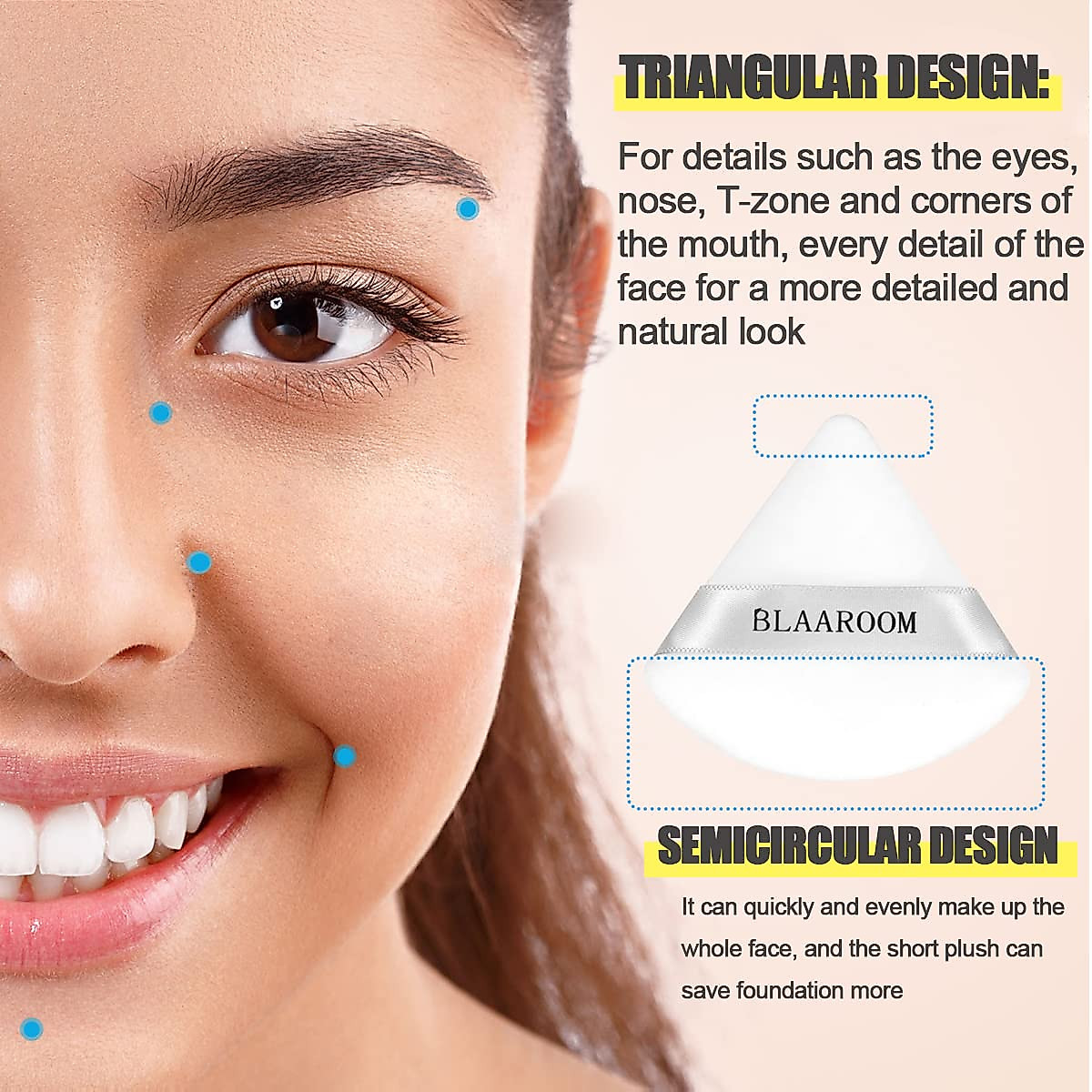 6 Pieces Powder Puff for Face Powder Makeup Puff Velour Soft Triangle Powder Puffs for Loose Powder Mineral Powder Setting Powder Puffs Blender Wet Dry Cosmetic Foundation Sponge Makeup Tool