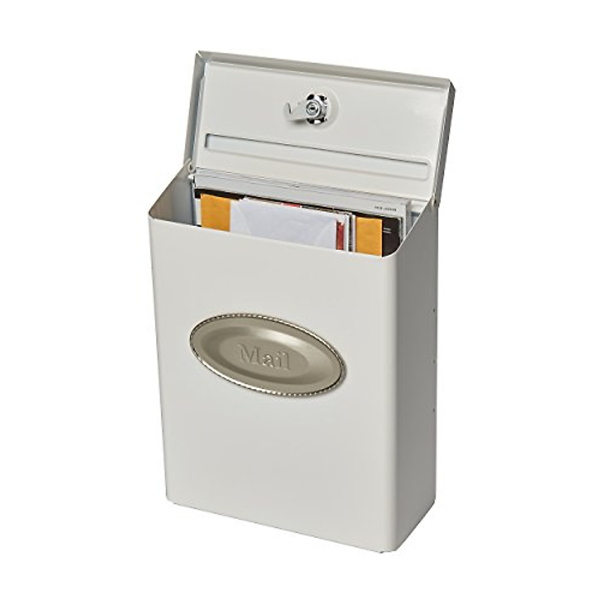 Gibraltar Mailboxes Designer Locking Medium Capacity Galvanized Steel White, Wall-Mount Mailbox, DVKW0000, 9.7 x 4.4 x 12.6 inches