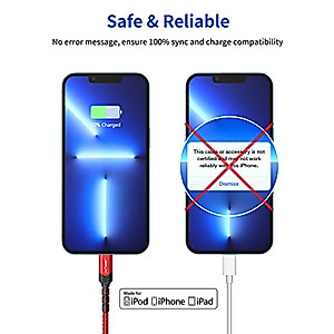 JSAUX USB C to Lightning Cable [2 Pack 6FT], [Apple MFi Certified] iPhone 13 Charger Cable Compatible with iPhone 14/13 Pro/13 Pro Max/12 Pro/11 Pro Max/X/XS/XR/8, iPad 9th 2021, AirPods Pro-Red