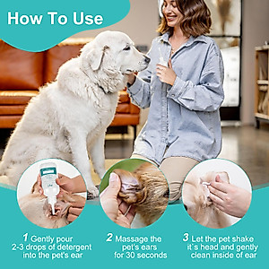 Project wine Advanced Dog Ear Cleaner, Gentle Pet Honesty Flush Ear Rinse, Dog Ear Cleaning Solution Tool-Cat Ear Wash- with 20 Cotton Swabs & 20 Finger Wipes, 4 oz