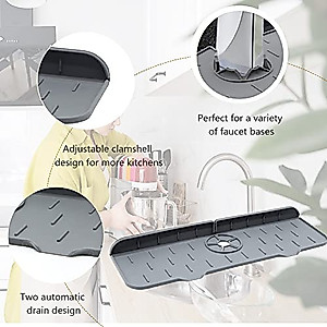 YGXS Kitchen Sink Faucet Splash Guard, Silicone Faucet Mat Sink Mat Silicone Sink Splash Guard Faucet Absorbent MatGrey Faucet YGXS-003 0