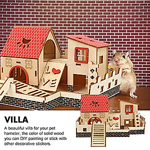 STOBOK 1Pc Wooden Hamster House with Ladders, Hamster Toys Hamster Hideout Hamster Maze Hamster Platform Gerbil Toys Hamster Cage Accessories for Small Animals