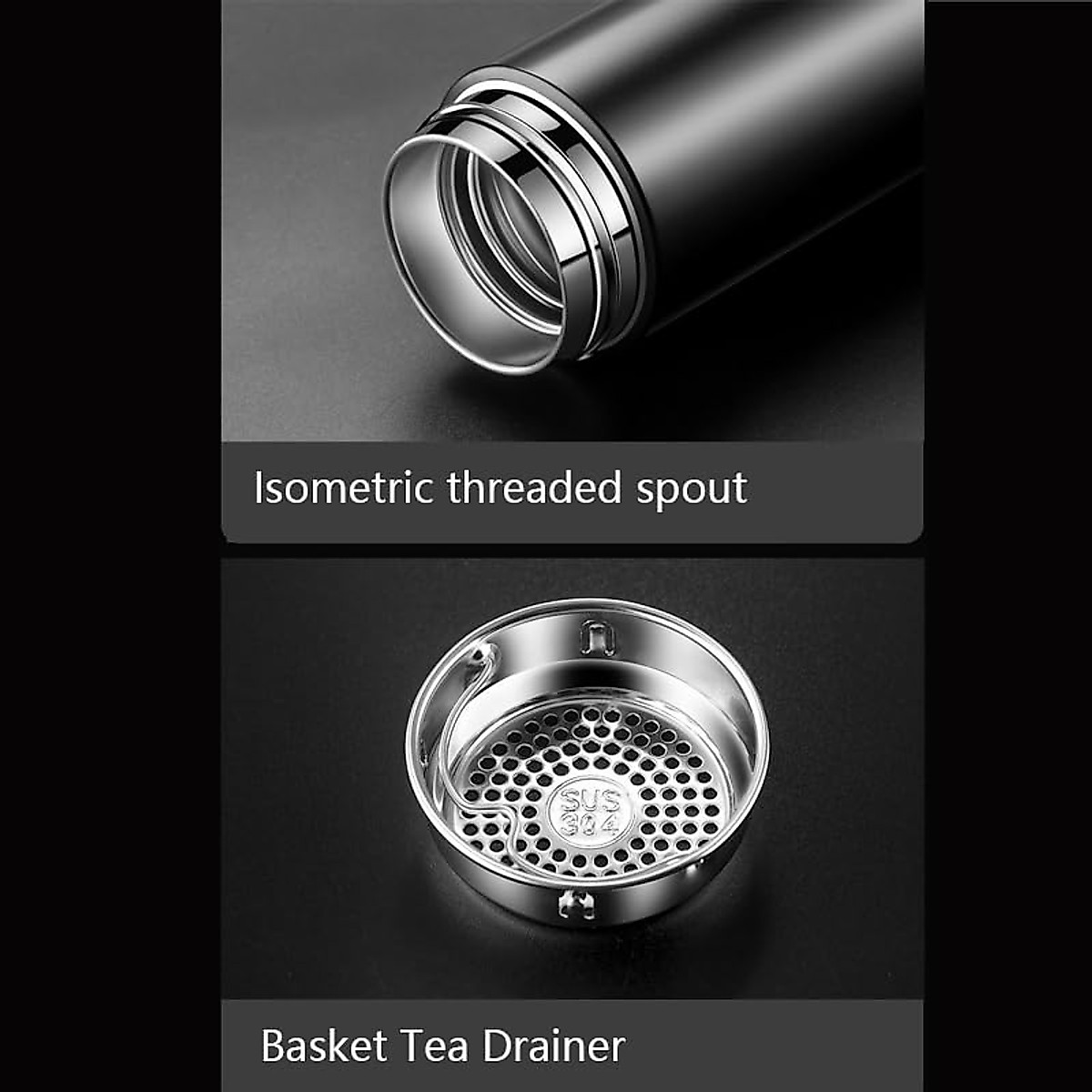 Car Water Bottle for Tesla Model 3 Model S Model X Model Y, Car Travel Mug Insulated Tumbler Coffee MugInsulated Tumbler Leakproof Stainless Steel Thermo Flasks,Black