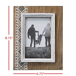 Foreside Home & Garden White Southwest Motif 4x6 Inch Wood Decorative Picture Frame