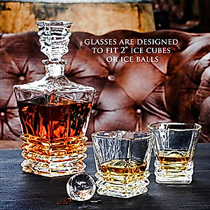 27oz Whiskey Decanter Set & Glass Set – Premium Crystal Liquor Decanter for Scotch, Bourbon, Whisky, Cognac, Tequila – Luxurious Glass Decanter Sets for Men & Women