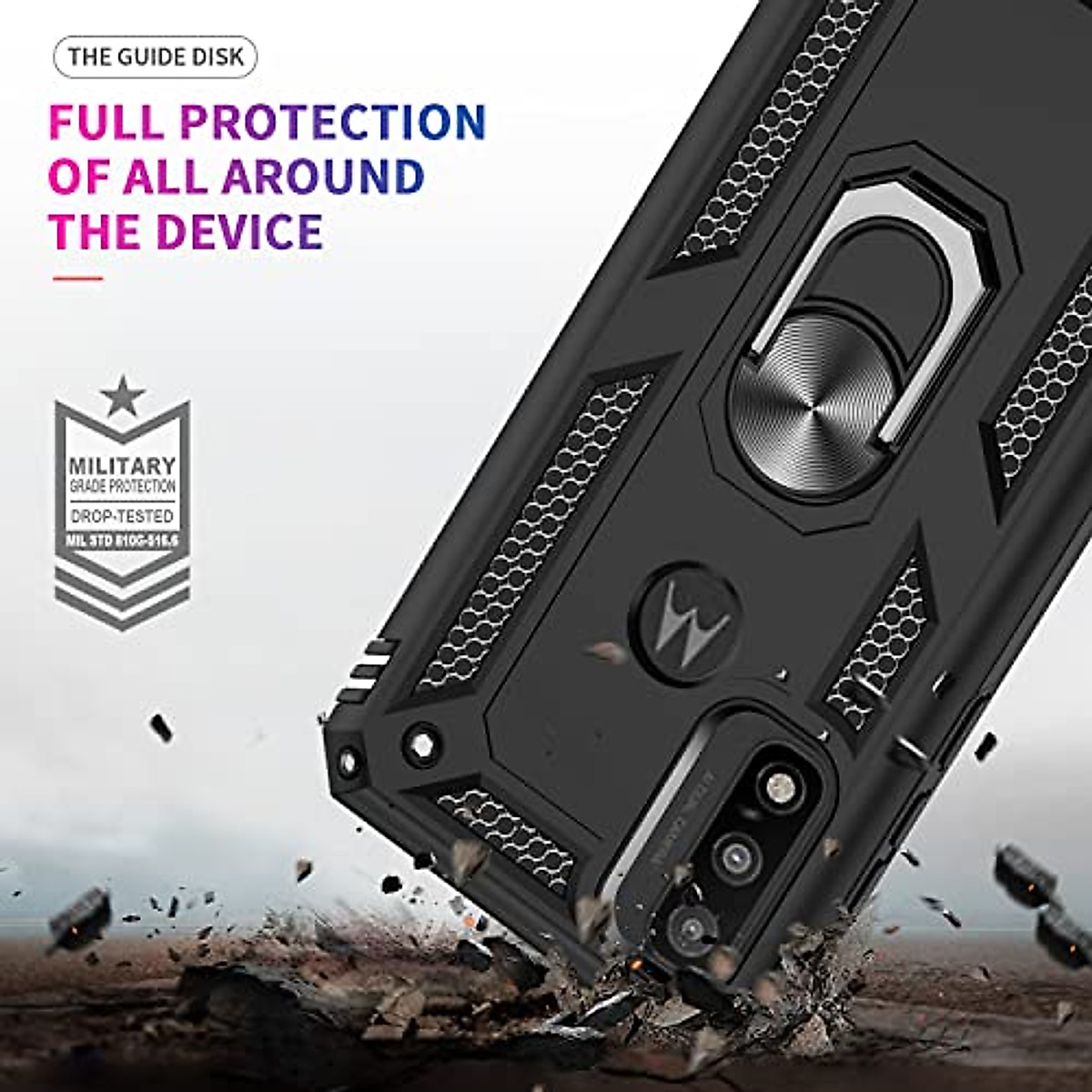 LeYi for Moto G-Play-2023-Case: Moto G Pure Case/G Power 2022 Case with 2 Pcs Screen Protector, Military-Grade Phone Case with Magnetic Stand for Motorola G Pure/G Play 2023/G Power 2022, Black