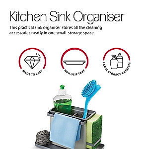 Metaltex Tidy-Tex Kitchen Sink Organiser, Grey, 24 x 13 x 14 cm
