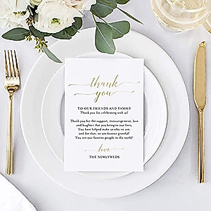 Bliss Collections Thank You Place Setting, Gold Foil, Table Place Cards for Weddings, Receptions, Rehearsals, Dinner Parties, Events and Celebrations, 4"x6" (50 Cards)