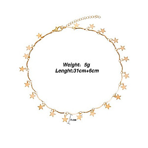 BBTO 4 Pieces Layered Pendant Choker Necklace Gold Layering Chain Choker for Women Girls (Style A)