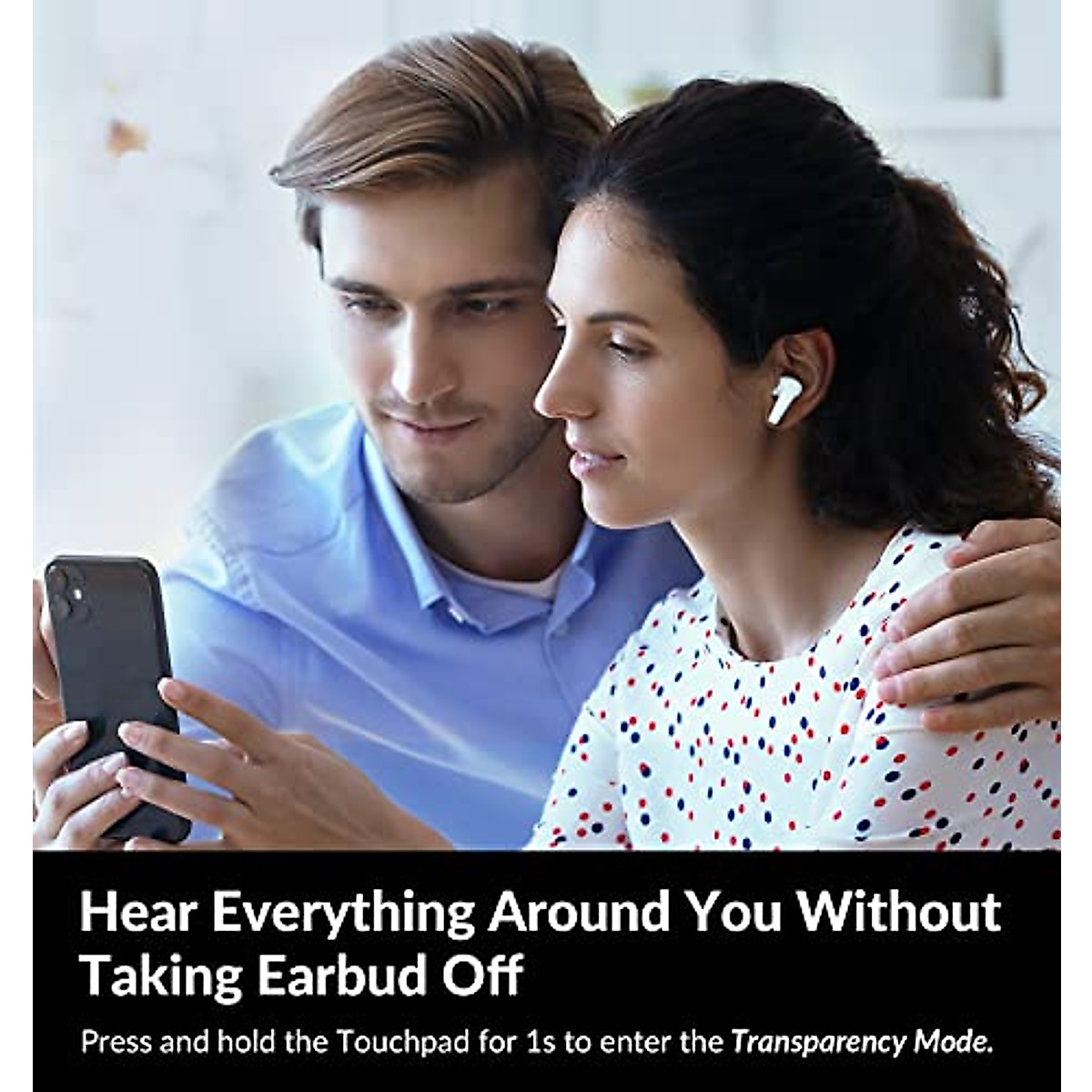 TONEMAC M3 Active Noise Cancelling Wireless Earbuds, Bluetooth 5.3 Headphones with 4 Mics ENC Clear Calls, 30H Playtime, Immersive Deep Bass Earphones, Transparency Mode, in-Ear Lightweight, White