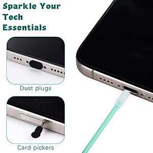 Aneco 60 Pieces Cell Phone Cleaning Kit Brush Set USB Charging Port Dust Port Covers Plug Set and Headphone Jack Cleaner Compatible with iPhone, iOS Android, Cell Phone, Electronics Cleaner