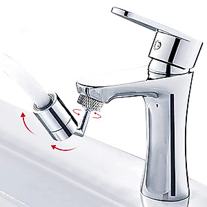VJJB Faucet Extender,Universal Splash Filter 720 Rotating Faucet, Swivel Sink Faucet Aerator for Face Washing, Eye Flush and Gargle, 2 Water Outlet Modes for Kitchen and Bathroom Sink (With Adapter)
