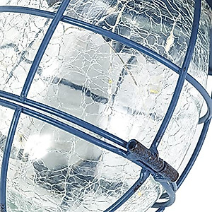 The Lakeside Collection Hanging Solar Country Crackle Lantern Light with Cage Design - Blue