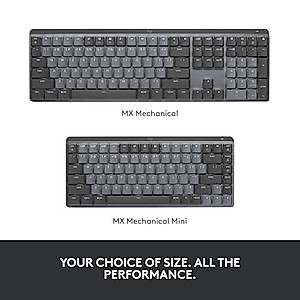 Logitech MX Mechanical Mini Wireless Illuminated Keyboard, Clicky Switches, Backlit, Bluetooth, USB-C, macOS, Windows, Linux, iOS, Android, Metal