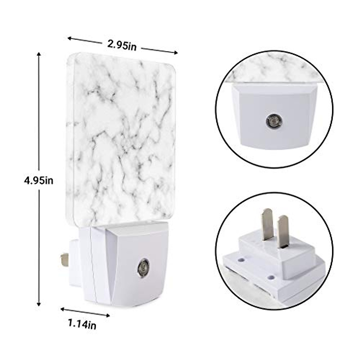 AICLIV Night Light, LED Night Lights Plug Into Wall - Smart Dusk to Dawn Sensor Activated, Energy Efficient Nightlight for Hallway, Kids, Nursery, Bedroom, Bathroom, 2 Pack (White Marble)