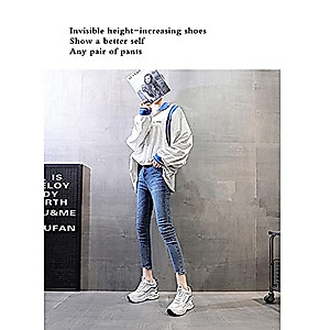 AINIFU Heightening Sneakers for Women White Running Shoes Walking Shoes Outdoor Casual Footwear（Heightening 3.2 inch）