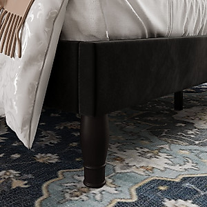 Allewie King Bed Frame with Adjustable Velvet Tiara Headboard, Upholstered Diamond Button Tufted Platform Bed, Wood Slats Support, No Box Spring Needed, Mattress Foundation, Easy Assembly, Black