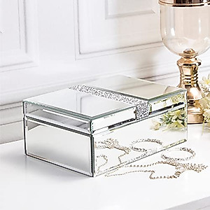 Large Diamante Glass Jewelry Box Jewelry Organizer Storage Decorative Box Organizer for Women Girls Luxurious Gift
