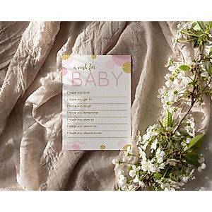 Pink and Gold Wishes for Baby, 20 Pack – Cute Words of Wisdom for Baby Girl, Baby Shower Game Planning, Guest Book Alternative, Parents Keepsake Activity, Wishing Well Birthday Ideas