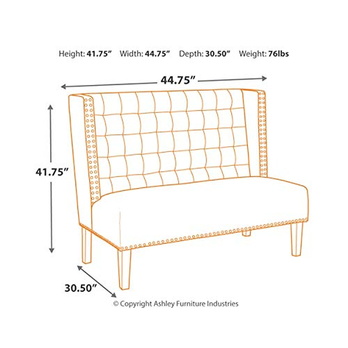 Signature Design by Ashley Beauland Modern Chic Upholstered Tufted Accent Settee Bench, Cream