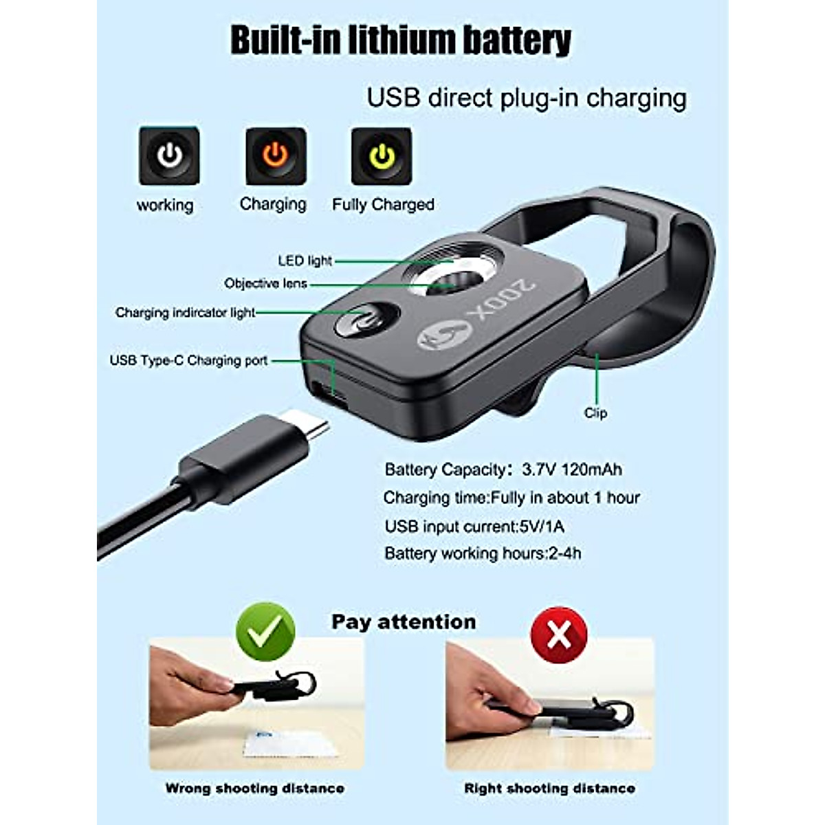 DDCHEN 200X Phone Microscope with LED Light, Microscope with Universal Phone Clip Compatible with iPhone/Andriod Phone,The Best Portable Microscope to Enjoy Microworld for Kids and Adults. (Black)