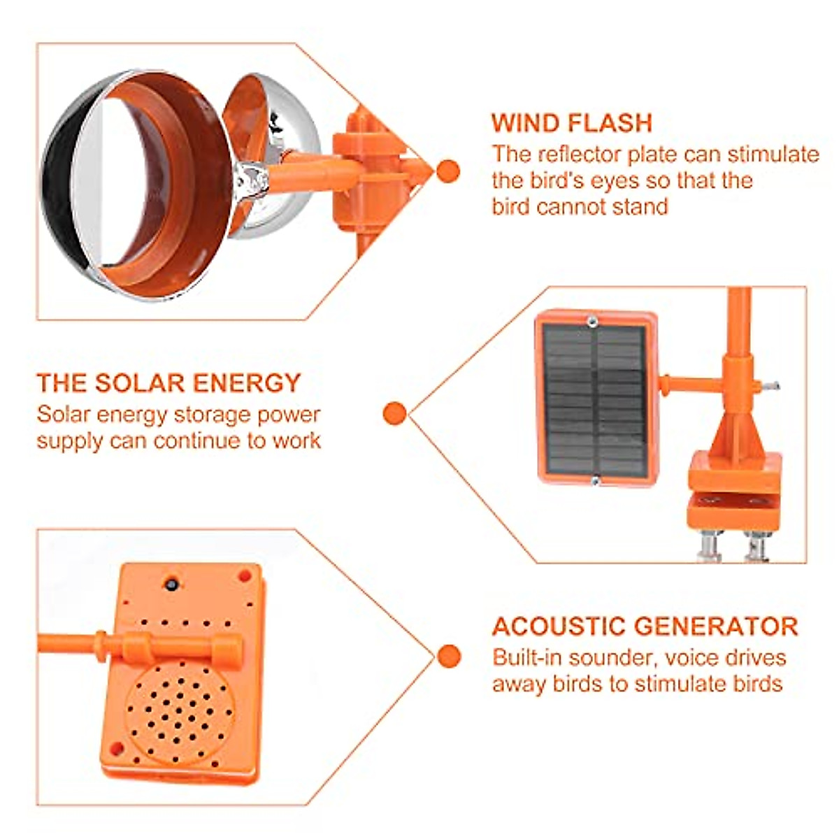 Yardwe Solar Bird Solar Sensor Bird Outdoor Wind Powered Waterproof Farm Garden Yard Outdoor to Scare Bird Away