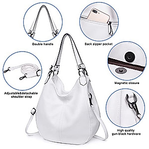 LOKALYO Hobo Bags for Women Faux Leather Ladies Purses and Handbags Tote Shoulder Bag Large Crossbody Bags (White)