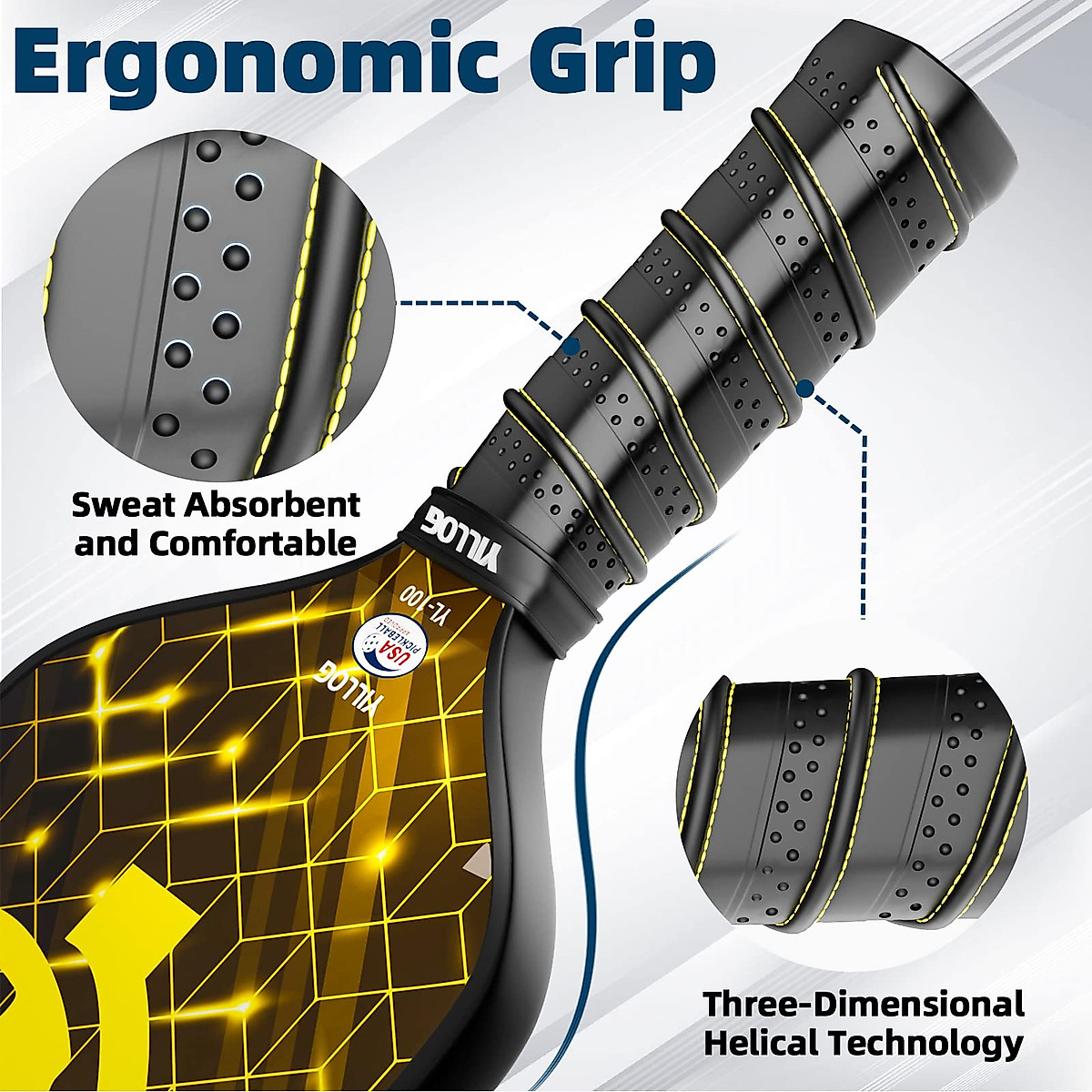 YILLOG Pickleball Paddles,USAPA Approved Pickleball Paddle Set 4,Fiberglass Surface Pickleball Set,4 Pickleball Balls,4 Cooling Towels,Bag,Pickle Ball Paddle Men Women Red/Blue/Green/Yellow