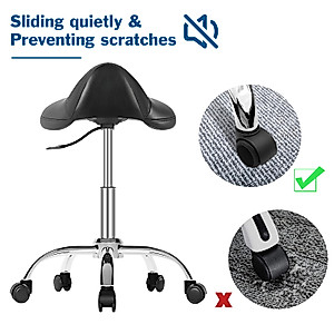 Ergonomic Saddle Stool/Professional Saddle Chair-Adjustable Stool with Wheels,Heavy-Duty Saddle Stool Rolling Chair for Clinic Dentist Spa Massage Salons Studio Tattoo