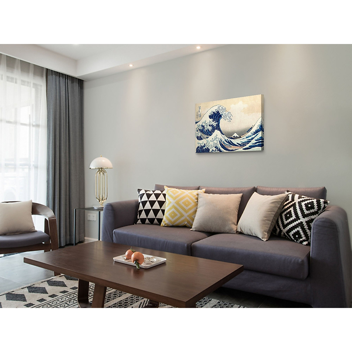 Niwo ART - The Great Wave off Kanagawa, by Katsushika Hokusai Reproduction - Giclee Wall Art for Home Decor, Gallery Wrapped, Stretched, Framed Ready to Hang (18"x12"x3/4")