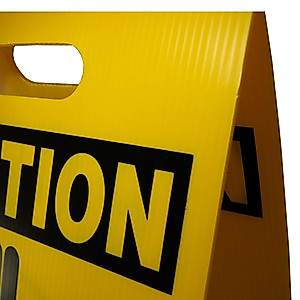 NMC FS8 CAUTION DO NOT ENTER Sign with Graphic - 12 in. x 19 in. Corrugated Plastic, Double-Sided Floor Sign with Black on Yellow