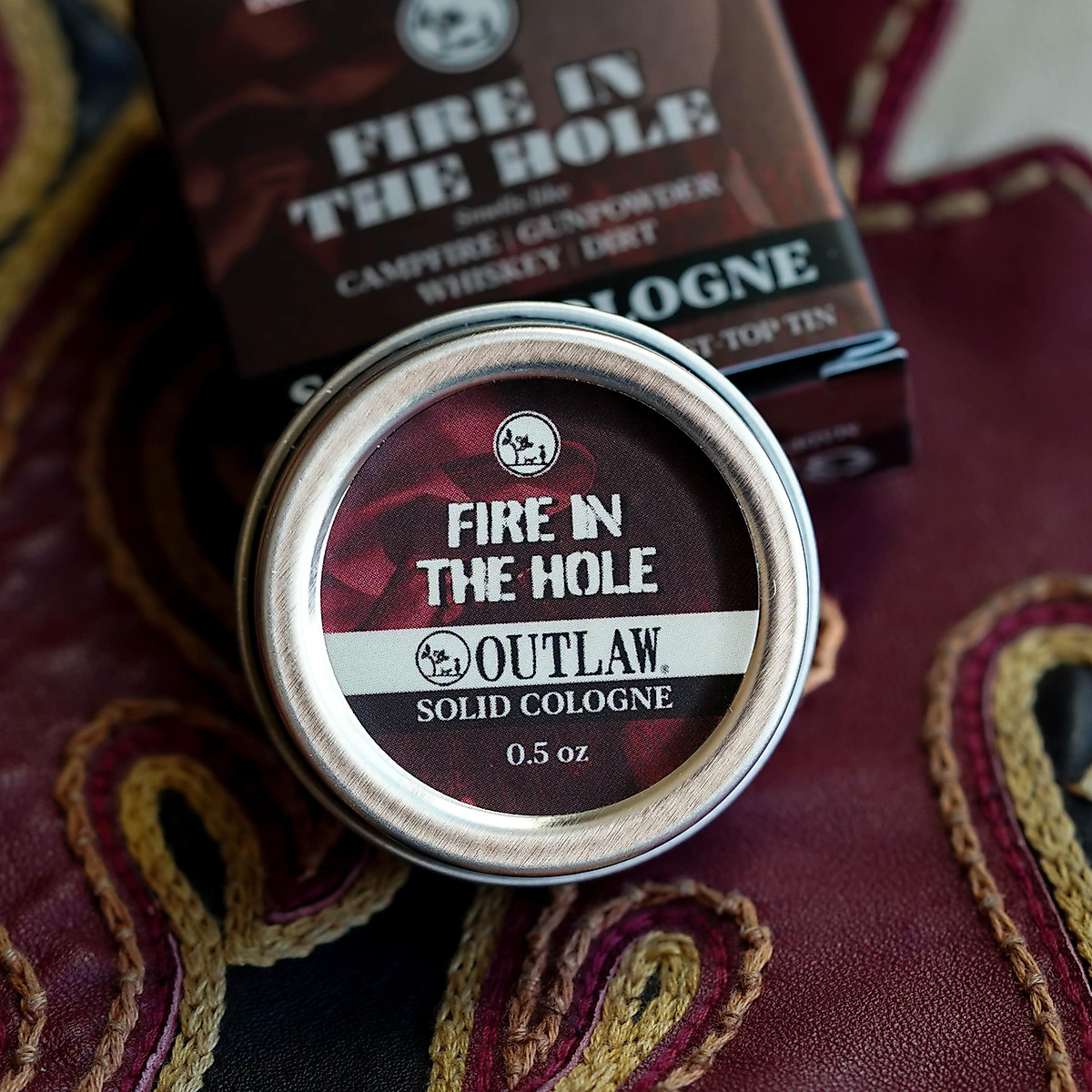 Fire in the Hole Campfire-Scented Solid Cologne - Campfire, Gunpowder, Sagebrush, and Whiskey Scent - Men’s or Women’s Cologne - By Outlaw