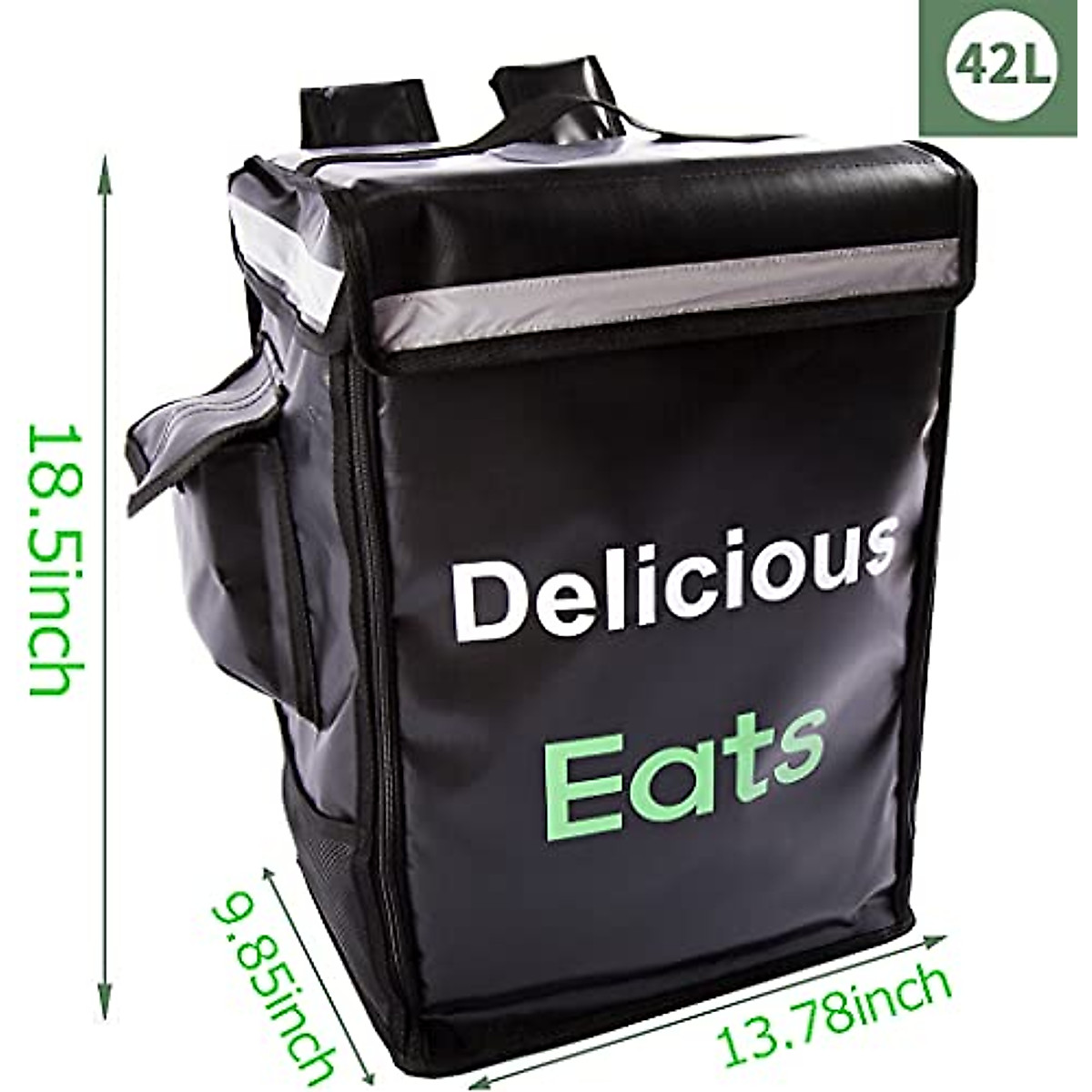 maxer Insulated Food Delivery Backpack, 13.78" L x 9.85" W x 18.5" H Insulated Cooler Bag, Portable Pizza Delivery Thermal Backpack, Water Resistant Commercial Grade Food Delivery Bag (BLACK)