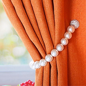Qiiuuy Classics Pearl Magnetic Curtain Tiebacks, Pearl Ball Home Curtain Buckle, The Most Elegant Convenien Tie Backs.Pearl Curtain Buckle for Home, Office, Window Decoration
