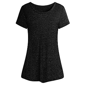 Cucuchy Womens Yoga Tops Flowy Fitness Workout Shirts Short Sleeve Activewear (X-Large, Black-2)