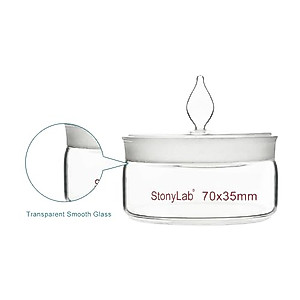 stonylab Low Form Weighing Bottle, Borosilicate Glass Weighing Bottle with Ground Stopper for Lab Use, 70 mm Diameter, 35 mm Height