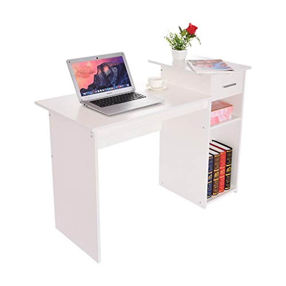 Multipurpose Home Office Writing Computer Desk, Modern Simple Study Desk Industrial Style Workstation Laptop Table with Storage Shelf -Workstation-Students Study Desk Wood Table