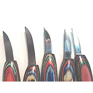 UJ Ramelson 5pc Chip Wood Carving Knife Whittling Caricature Leather Tool Roll