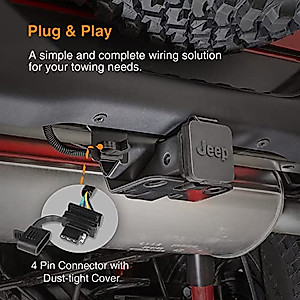 70.5'' Heavy Duty 4-Way Tow Hitch Trailer Wiring Harness for 2007-2018 Jeep Wrangler JK Replace OEM 17275.01, 92015 8001