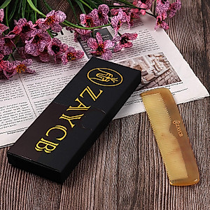 ZAYCB Buffalo Horn Fine Tooth Comb - Anti-Static Hair Comb - Hair Styling Detangling Comb for All Hair Types (Men, Women, Kids)